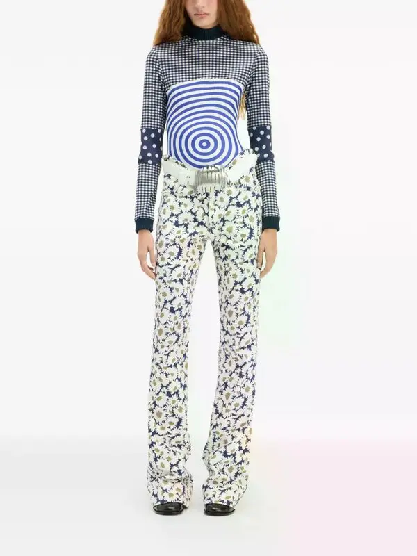 JEAN PAUL GAULTIER Gingham Target Long-sleeve Top
