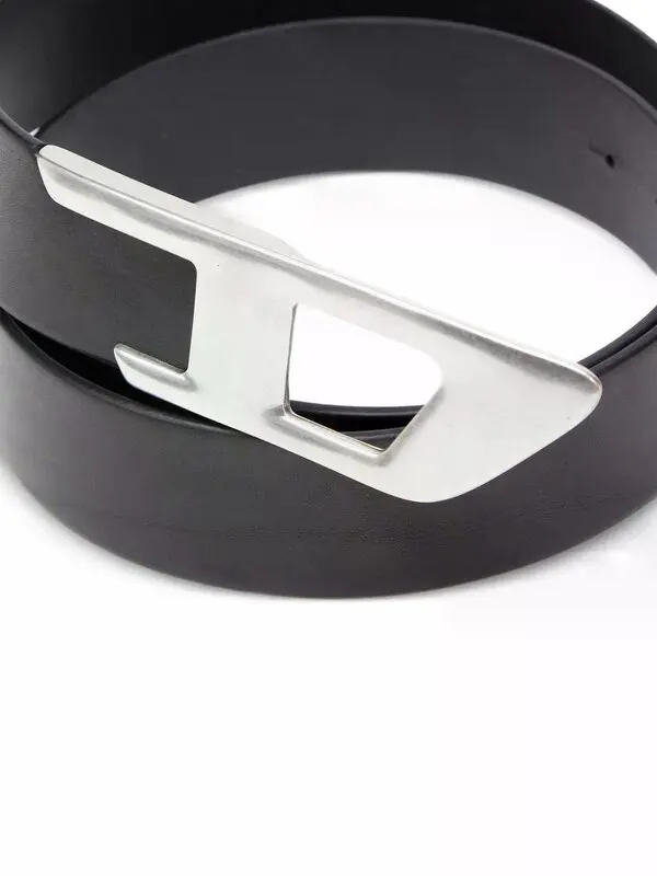 DIESEL® B-d Logo 2.0 Leather Belt - Black