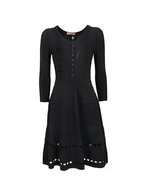 Alaïa Ribbed-knit Lace-up Midi Dress - Black