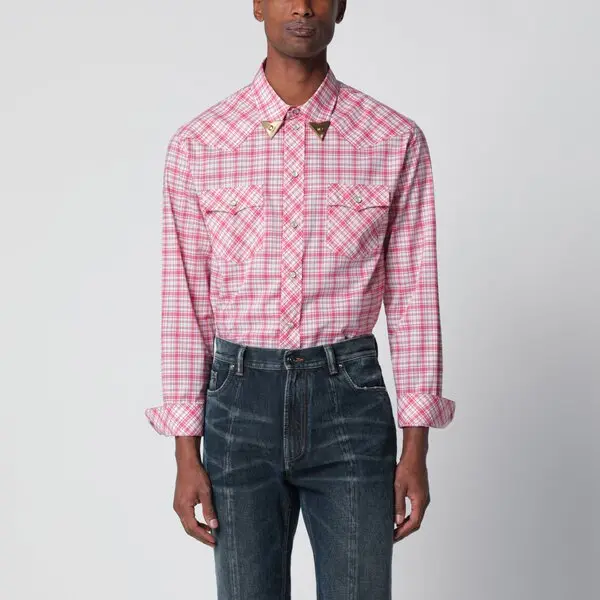 Versace Slim-fit Cotton Poplin Check Shirt - Multicolor