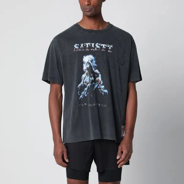 Satisfy Mothtech Aged T-shirt With Holes - Black