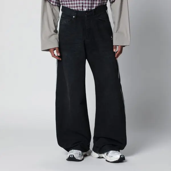 Balenciaga Japanese Cotton Twill Trousers With Loop Sports Icon Embroidery - Brown