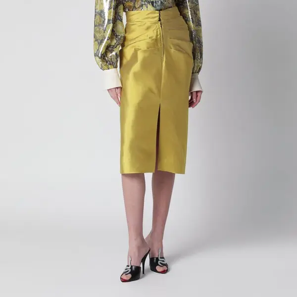 Valentino Garavani Silk Shantung Midi Skirt - Metal