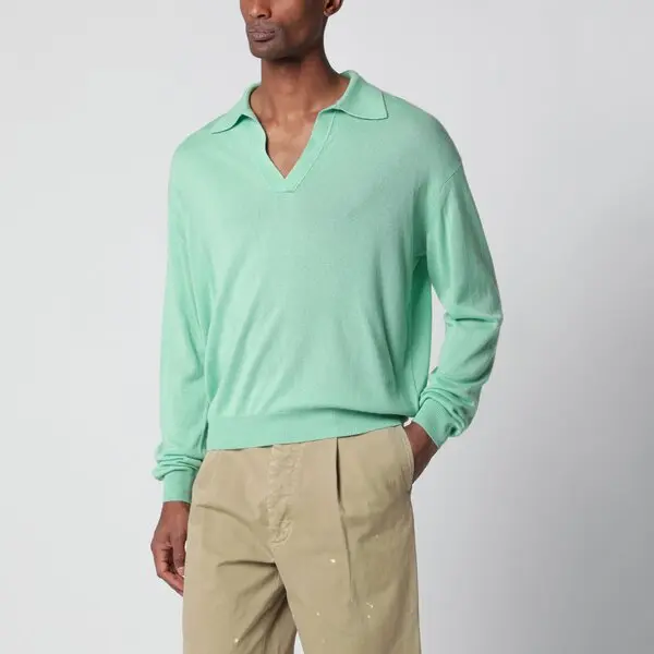 Auralee Mint Cashmere And Silk Skipper Polo