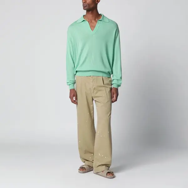 Auralee Mint Cashmere And Silk Skipper Polo