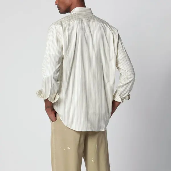 Auralee Ivory Striped Cotton And Silk Shirt - White
