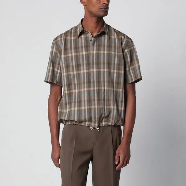 Auralee Short-sleeve Wool Check Shirt - Brown