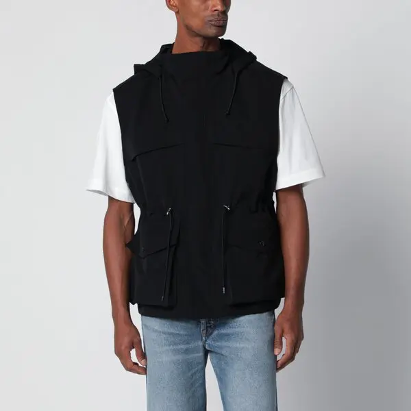 Auralee Wool Canvas Gilet With Drawstring - Black