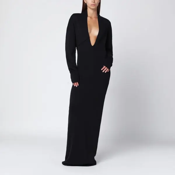 ENTIRE STUDIOS Long Knit Dress With Wide Neckline - Black