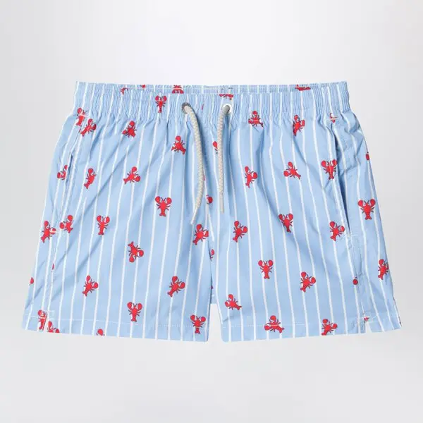 MC2 SAINT BARTH Jean Swim Shorts With Crab Print - Light Blue