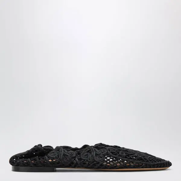 ODISSI Iris Crochet Ballerina Flats - Black