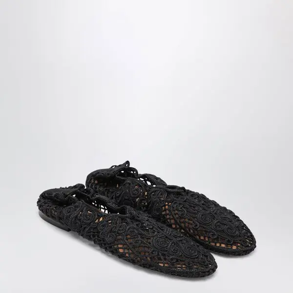 ODISSI Iris Crochet Ballerina Flats - Black