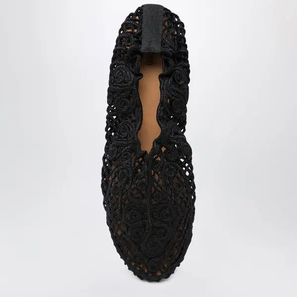 ODISSI Iris Crochet Ballerina Flats - Black