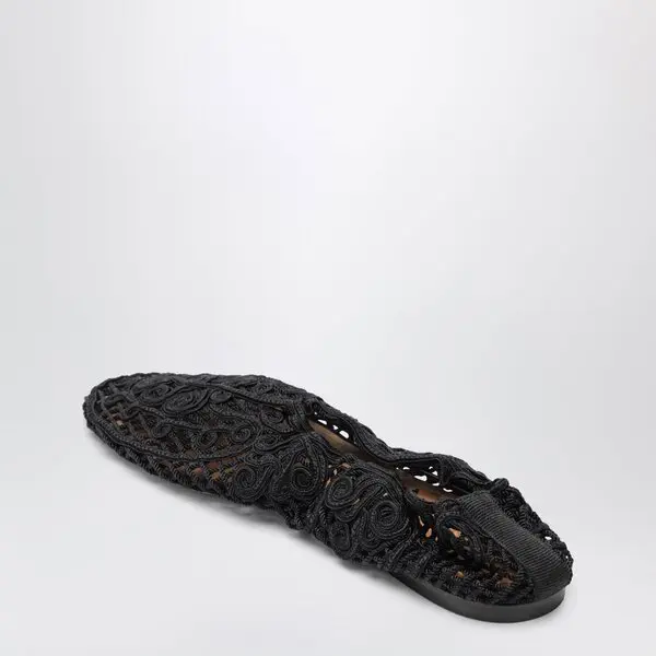 ODISSI Iris Crochet Ballerina Flats - Black