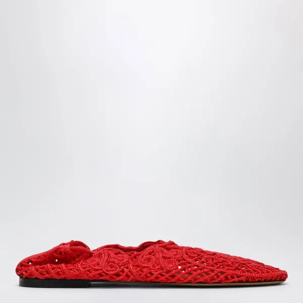 ODISSI Iris Crochet Ballerina Flats - Red