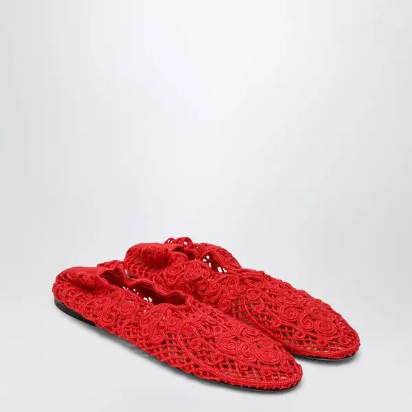 ODISSI Iris Crochet Ballerina Flats - Red