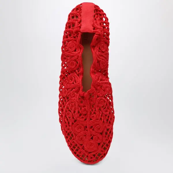 ODISSI Iris Crochet Ballerina Flats - Red