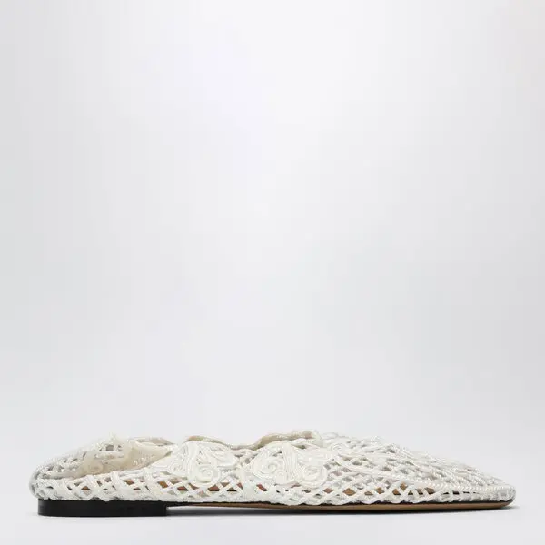 ODISSI Iris Crochet Ballerina Flats - White