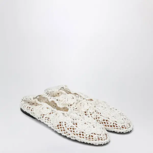 ODISSI Iris Crochet Ballerina Flats - White