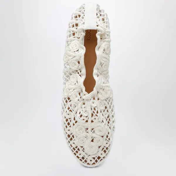 ODISSI Iris Crochet Ballerina Flats - White