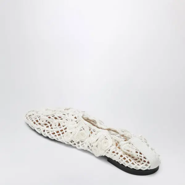 ODISSI Iris Crochet Ballerina Flats - White