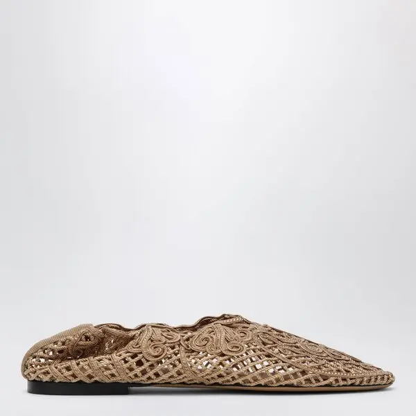 ODISSI Iris Crochet Ballerina Flats - Beige