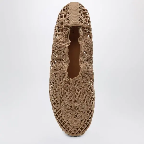 ODISSI Iris Crochet Ballerina Flats - Beige