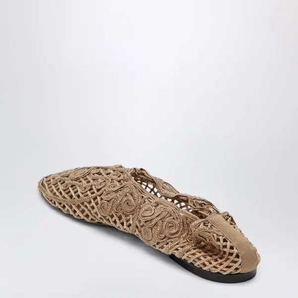 ODISSI Iris Crochet Ballerina Flats - Beige