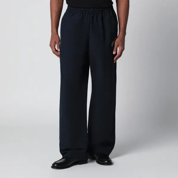 WILLY CHAVARRIA Pinstripe Jogging Trousers With Logo Embroidery - Blue