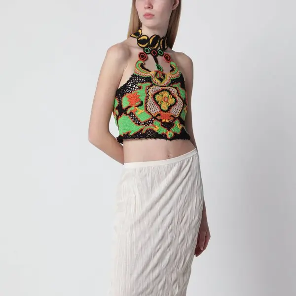 Etro Floral Crochet Cropped Top