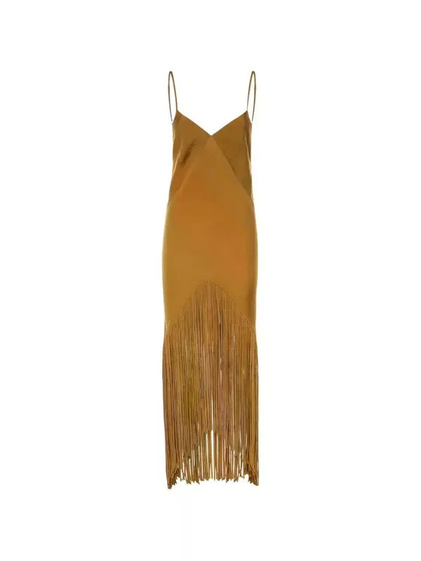Pinko Fringed Asymmetric Dress - Brown