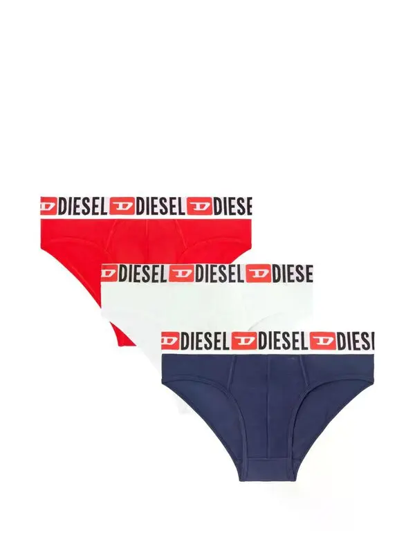 DIESEL® Logo-jacquard Three-pack Briefs - Red