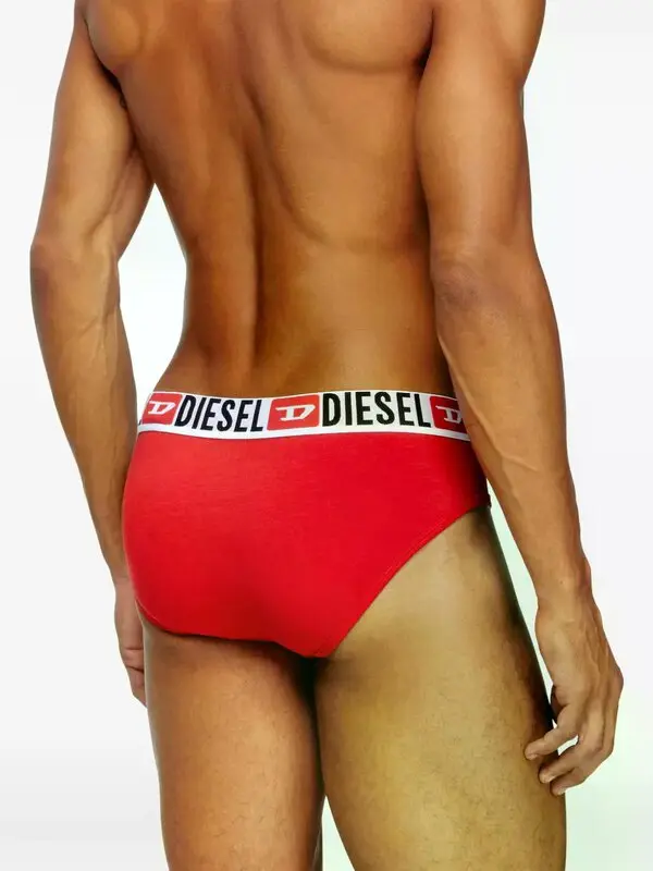 DIESEL® Logo-jacquard Three-pack Briefs - Red