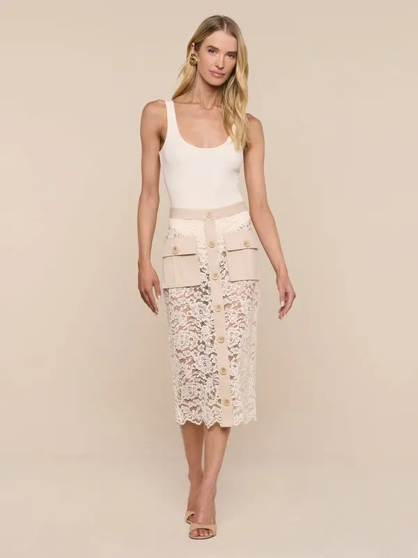 L'Agence Shae Lace Skirt - Biscuit/ecru