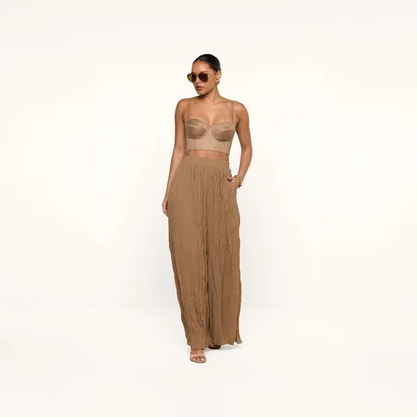L'Agence Sonya Linen-blend Bustier - Barley