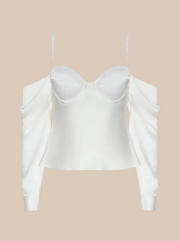 L'Agence Saya Satin Top - Ivory