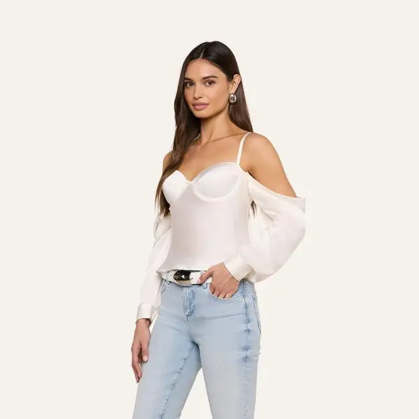 L'Agence Saya Satin Top - Ivory