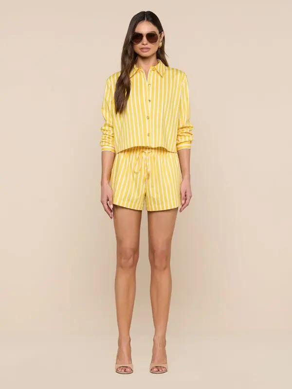 L'Agence Royce Poplin Short - Dandelion/white Stripe