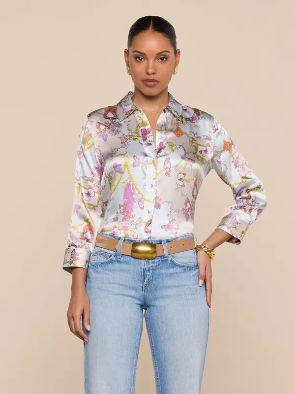 L'Agence Dani Silk Blouse - Multi Baroque Toile