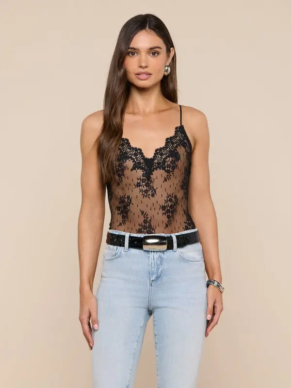 L'Agence Kaelith Lace Bodysuit - Black