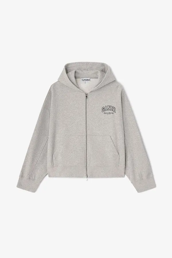 GANNI Zip Hoodie - Grey