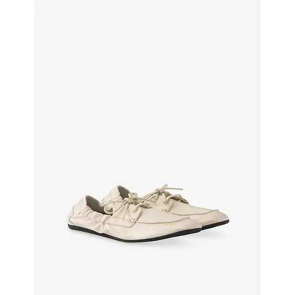 Prada Antiqued Leather Boat Loafers - Neutral
