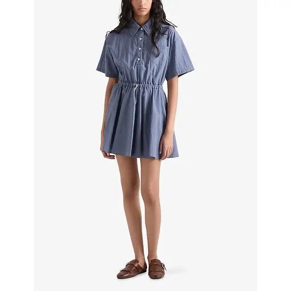 Prada Short-sleeved Mini Shirt Dress - Blue