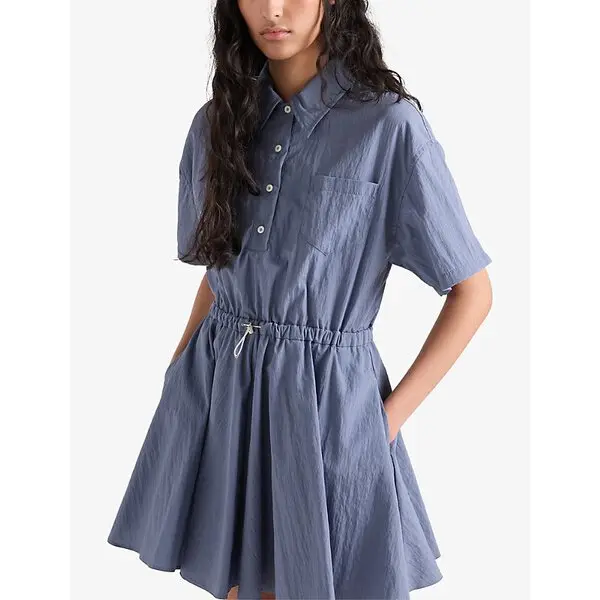 Prada Short-sleeved Mini Shirt Dress - Blue