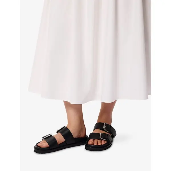Whistles Double Buckle Leather Slides