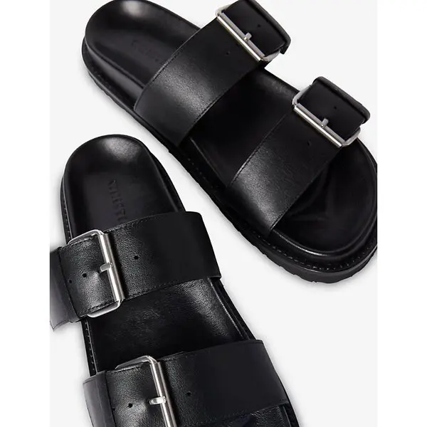 Whistles Double Buckle Leather Slides