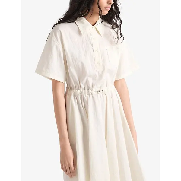 Prada Short-sleeved Technical Cotton-blend Midi Shirt Dress