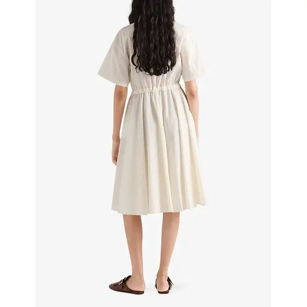 Prada Short-sleeved Technical Cotton-blend Midi Shirt Dress