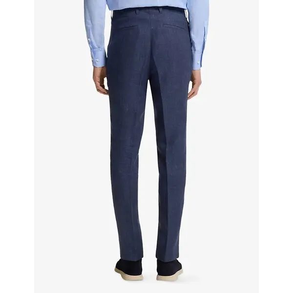 BOSS Slim-fit Mid-rise Linen-blend Trousers