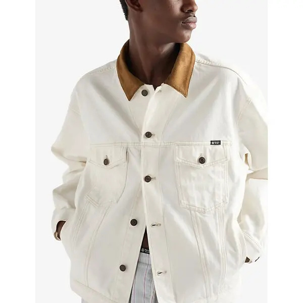 Prada Regular-fit Denim Jacket With Leather Collar